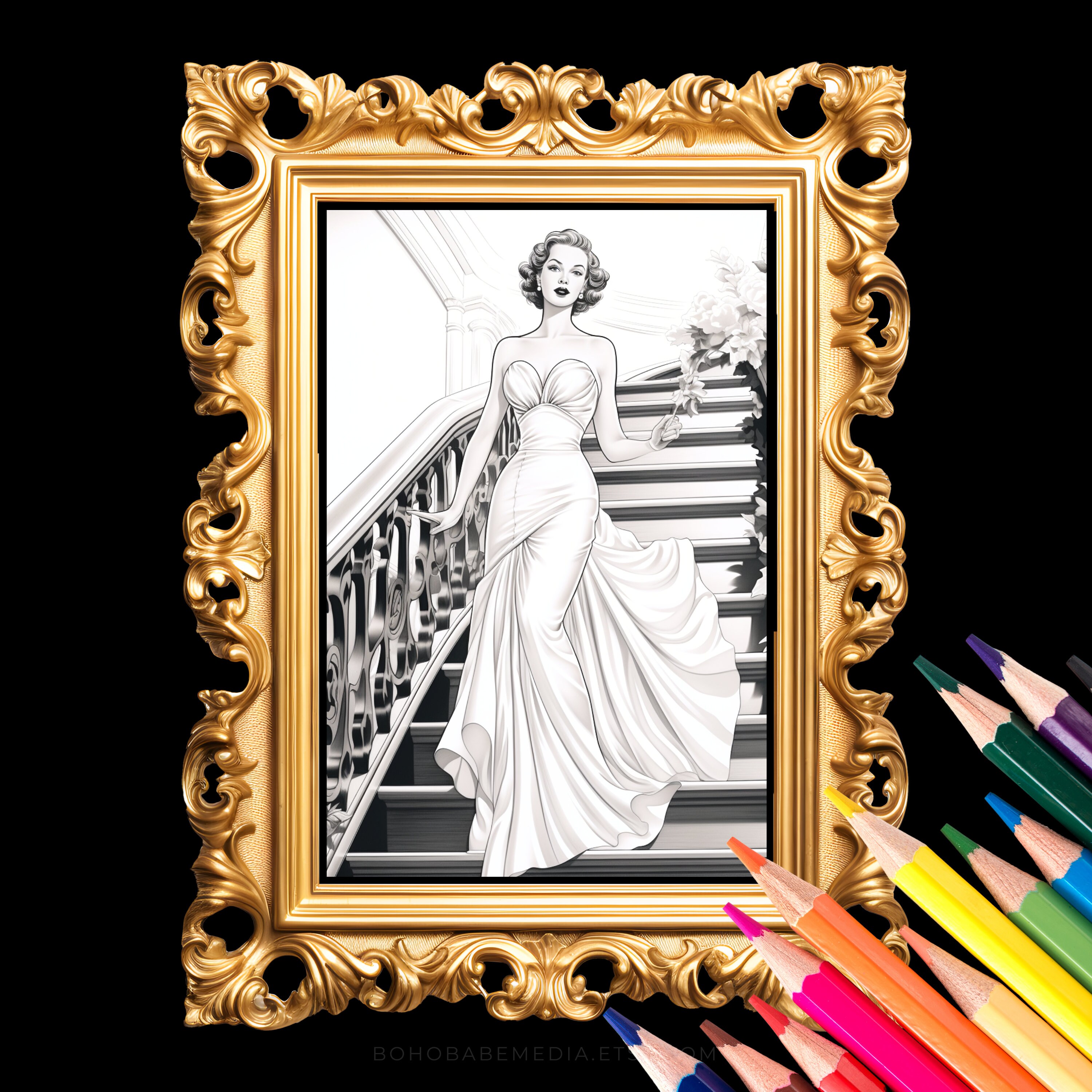 1940's Fashion Glamour Coloring Pages VOLUME 2 Printable Adult Coloring ...