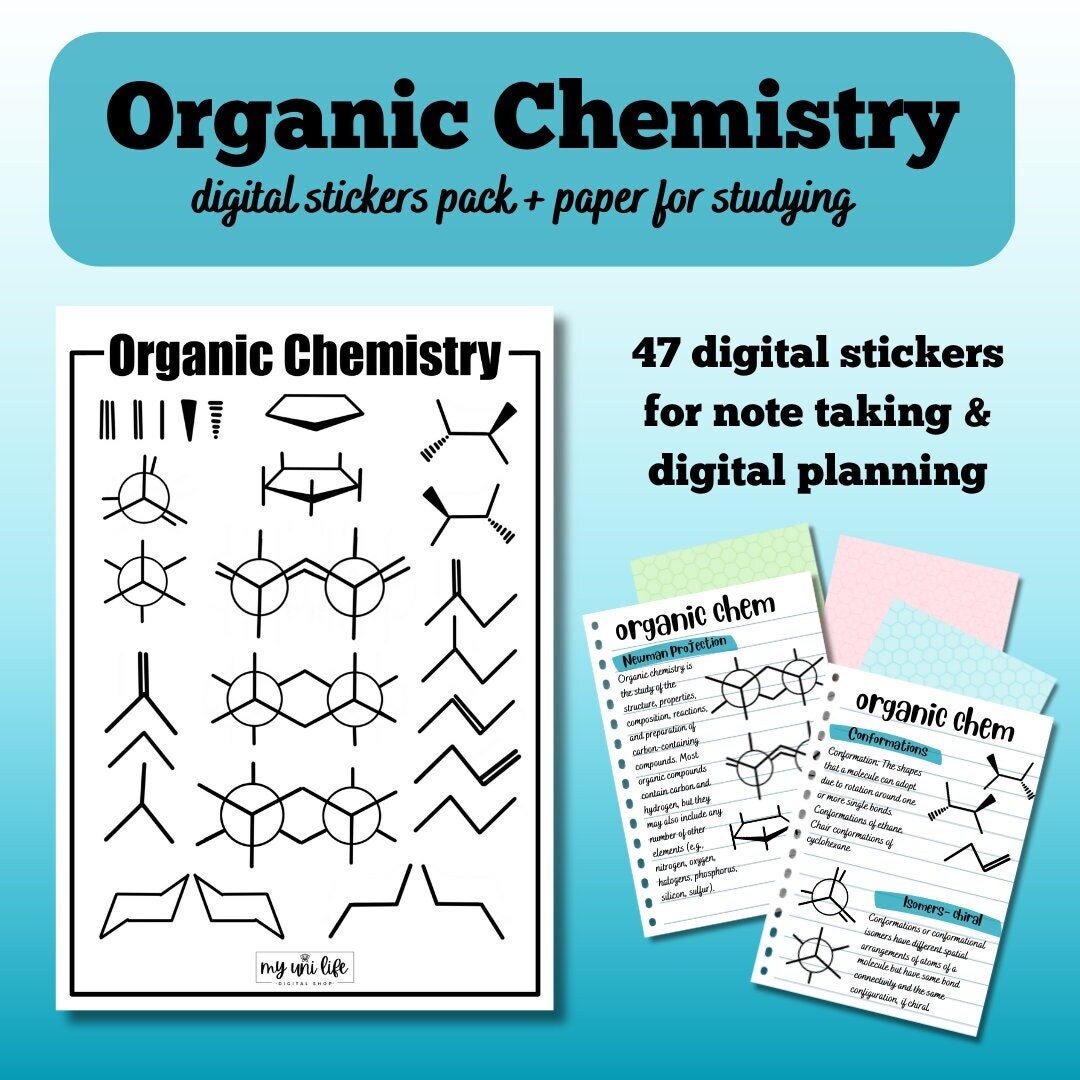 Organic Chemistry Stickers + Paper for Planning, Studying, Taking Notes ...