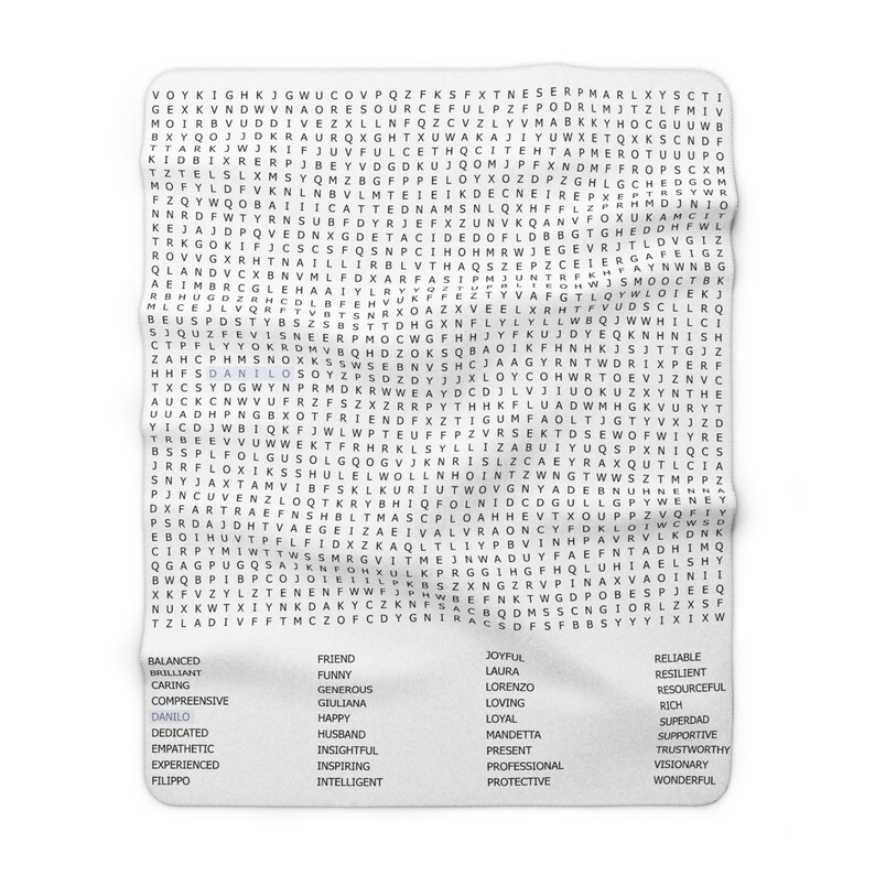 Custom Word Search Blanket Personalized Puzzle Throw Unique Gift Idea ...