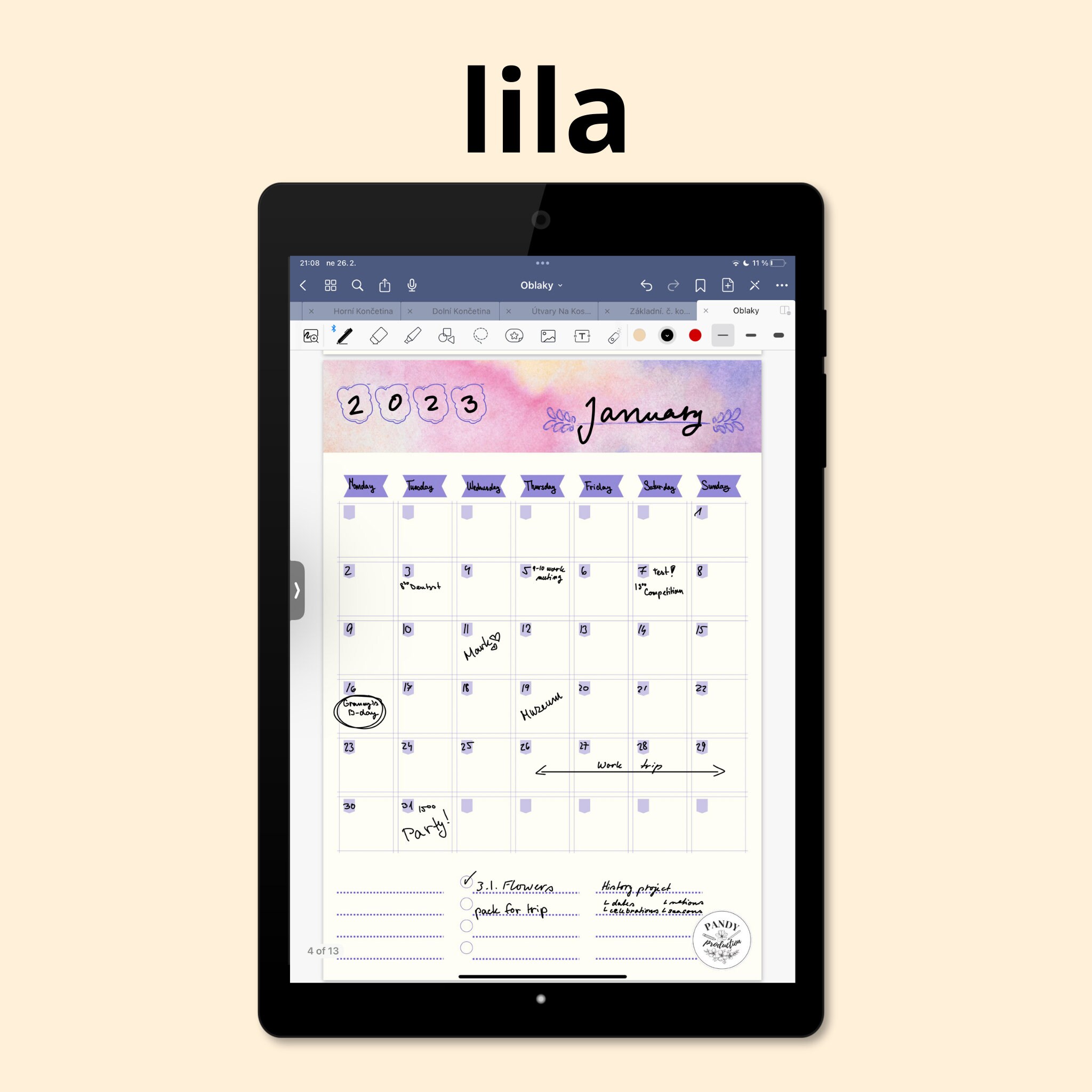 Blank No Dated Monthly Planner Calendar | Cloud Design | Pastel Colours ...