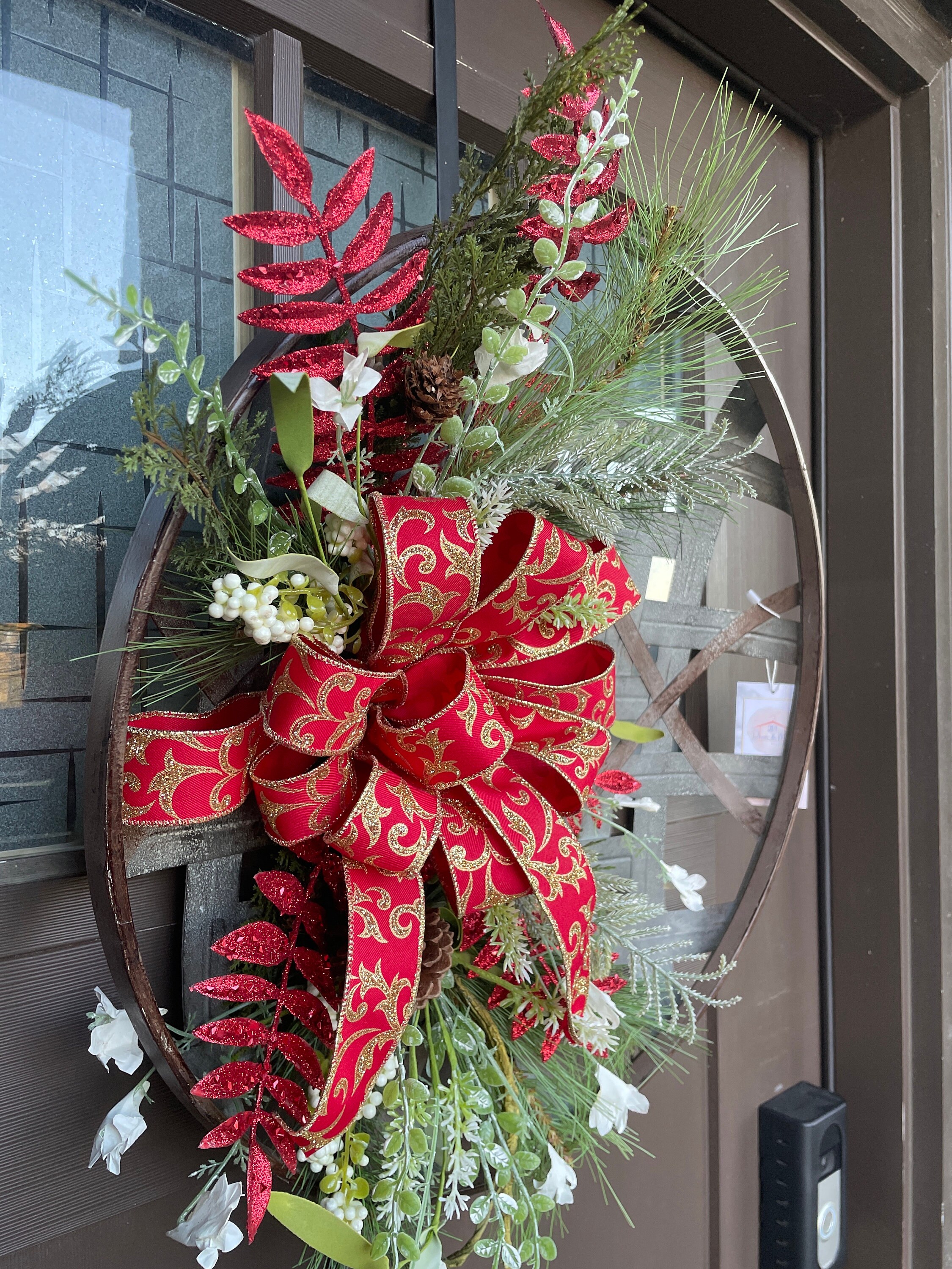 Tobacco Basket Swag for Front Door, Traditional Holiday Decor, Glam ...