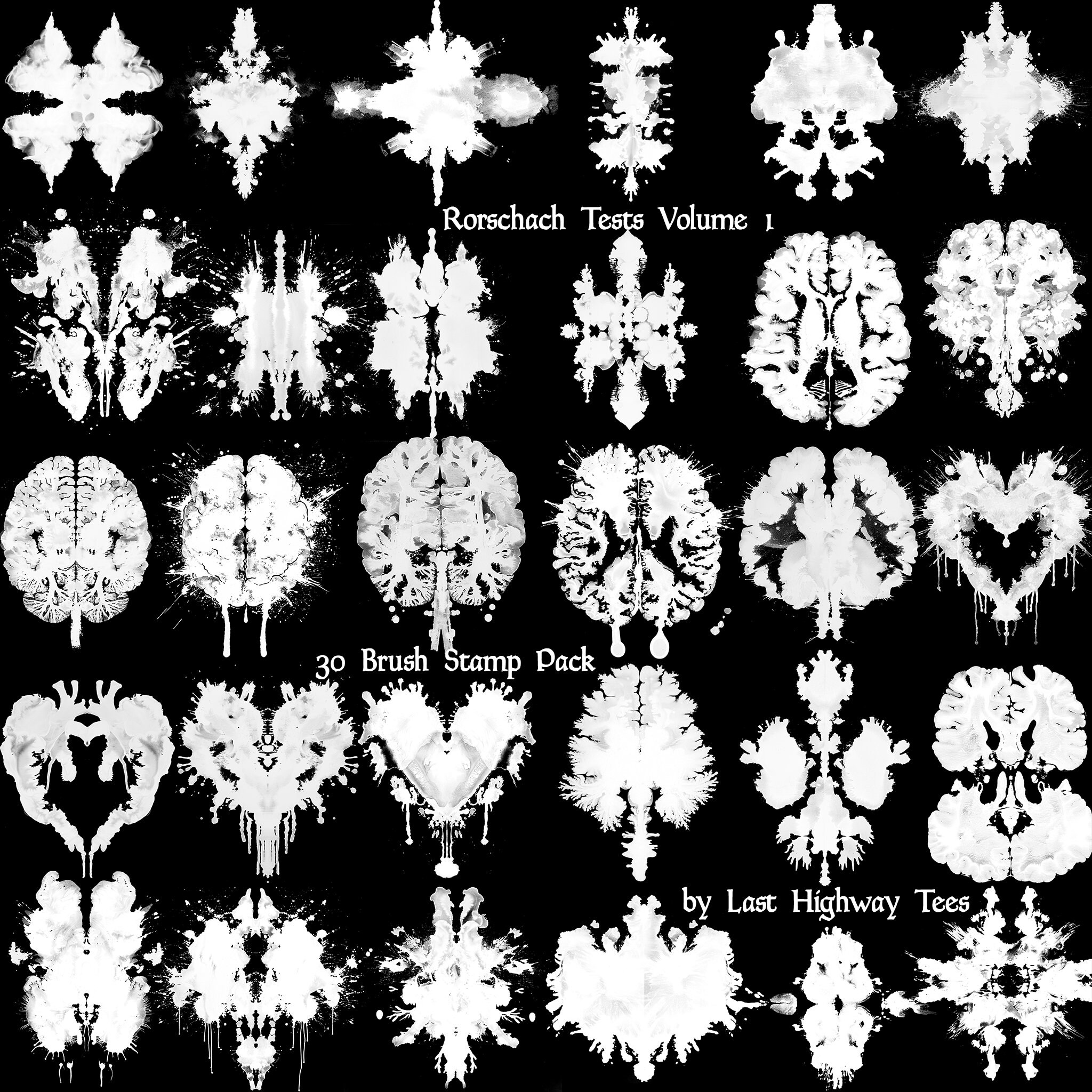 Rorschach Tests Volume 1 Photoshop 30 Brushes Collection Stamps Paint ...
