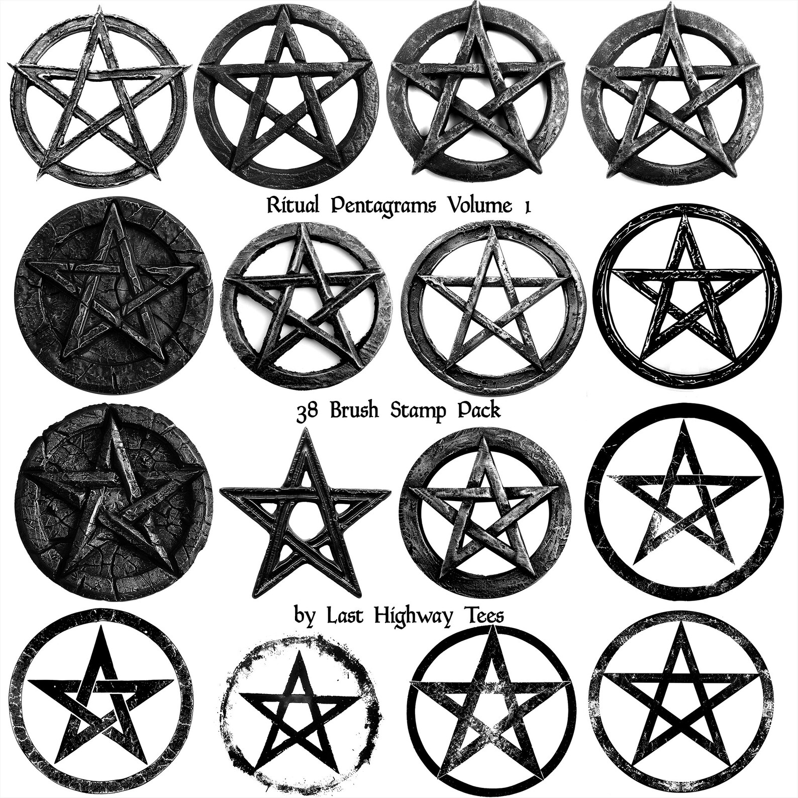 Ritual Pentagram Photoshop Brushes: Pagan Wiccan Graphics (38 Brushes ...