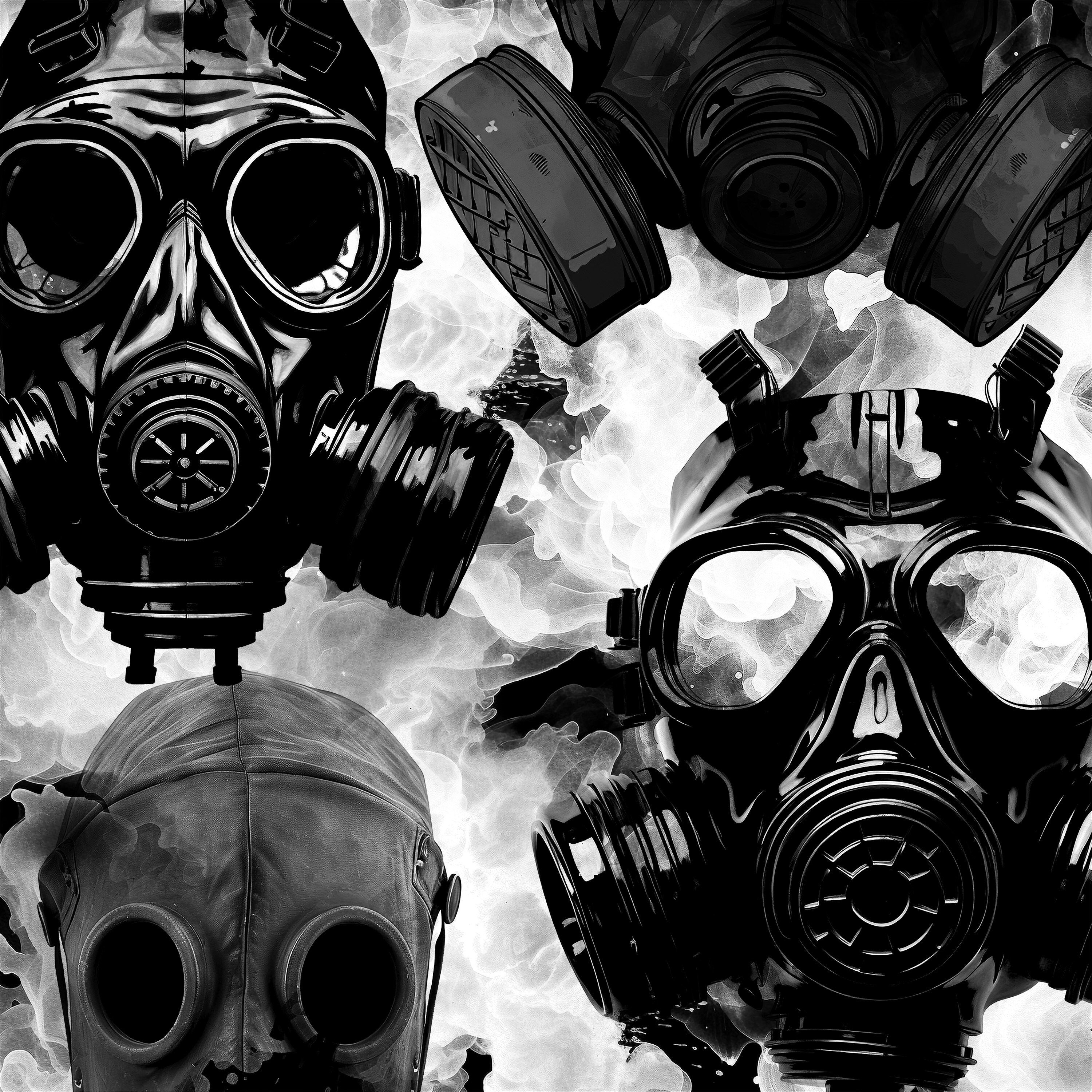 22 Gas Mask Set 1 Photoshop Brushes Collection 22 Brushes Paint Mask ...