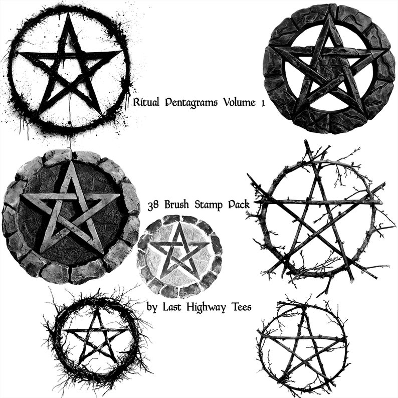 Ritual Pentagrams Photoshop Brushes Collection 38 Brushes Pagan Neo ...