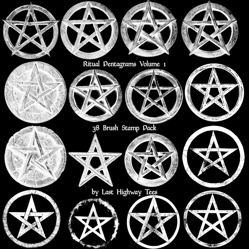 Ritual Pentagram Photoshop Brushes: Pagan Wiccan Graphics (38 Brushes ...