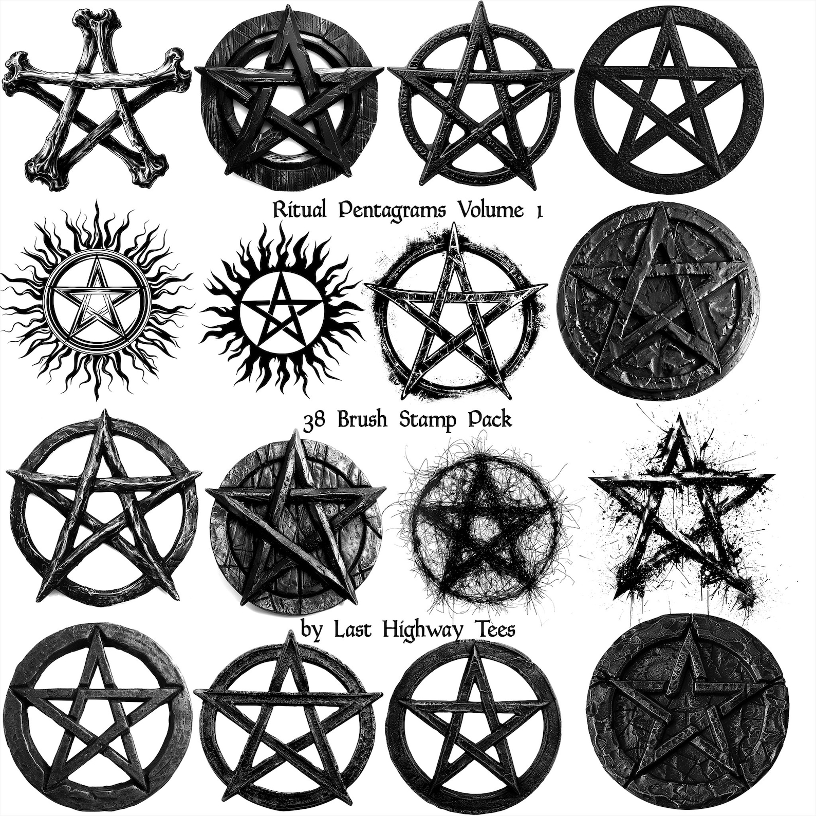 Ritual Pentagram Photoshop Brushes: Pagan Wiccan Graphics (38 Brushes ...