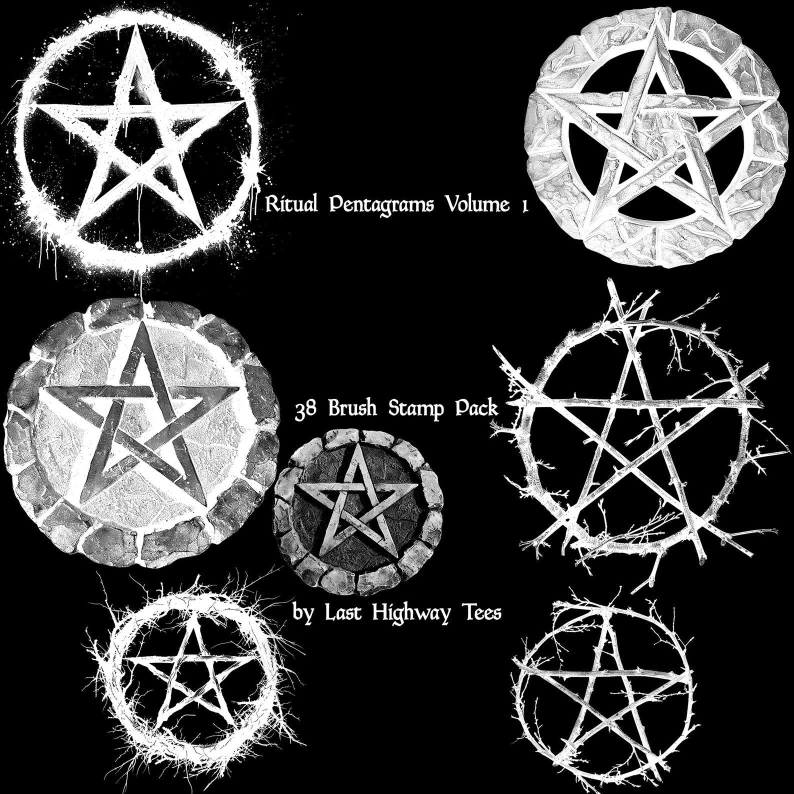 Ritual Pentagram Photoshop Brushes: Pagan Wiccan Graphics (38 Brushes ...