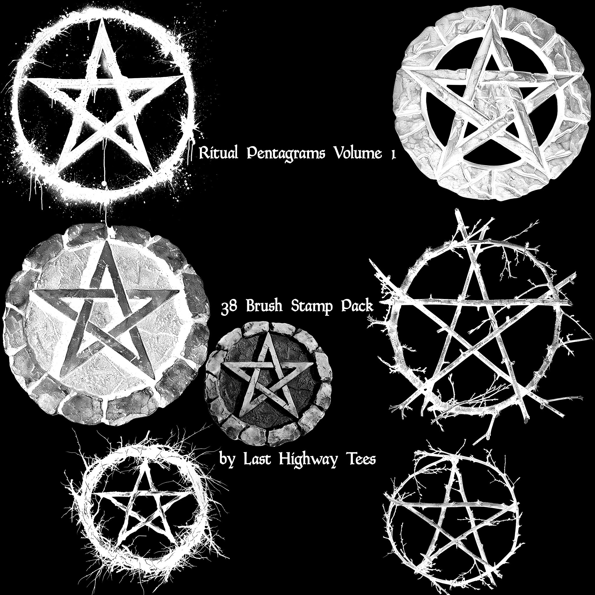 Ritual Pentagram Photoshop Brushes: Pagan Wiccan Graphics (38 Brushes ...