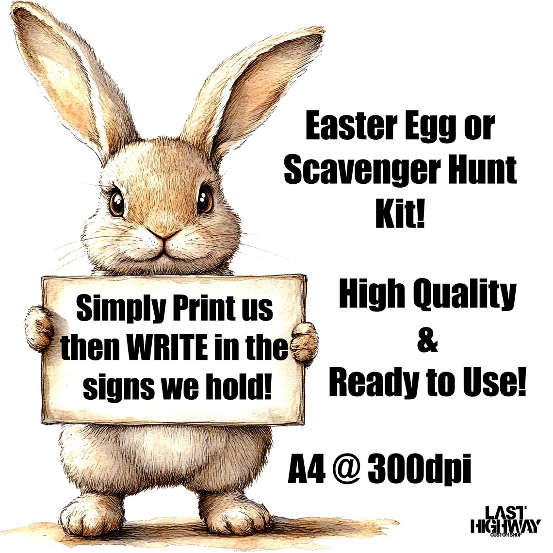 Scavenger Trail Hunt Printable Kit Bunnies Rabbits With Signs Names ...