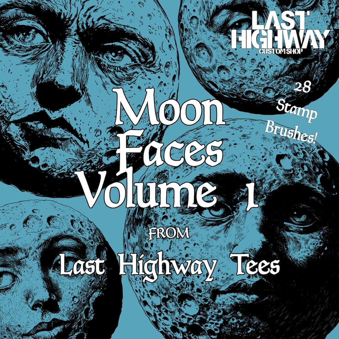 Moon Lunar Faces Photoshop Brushes Collection 28 Brushes Paint Mask ...