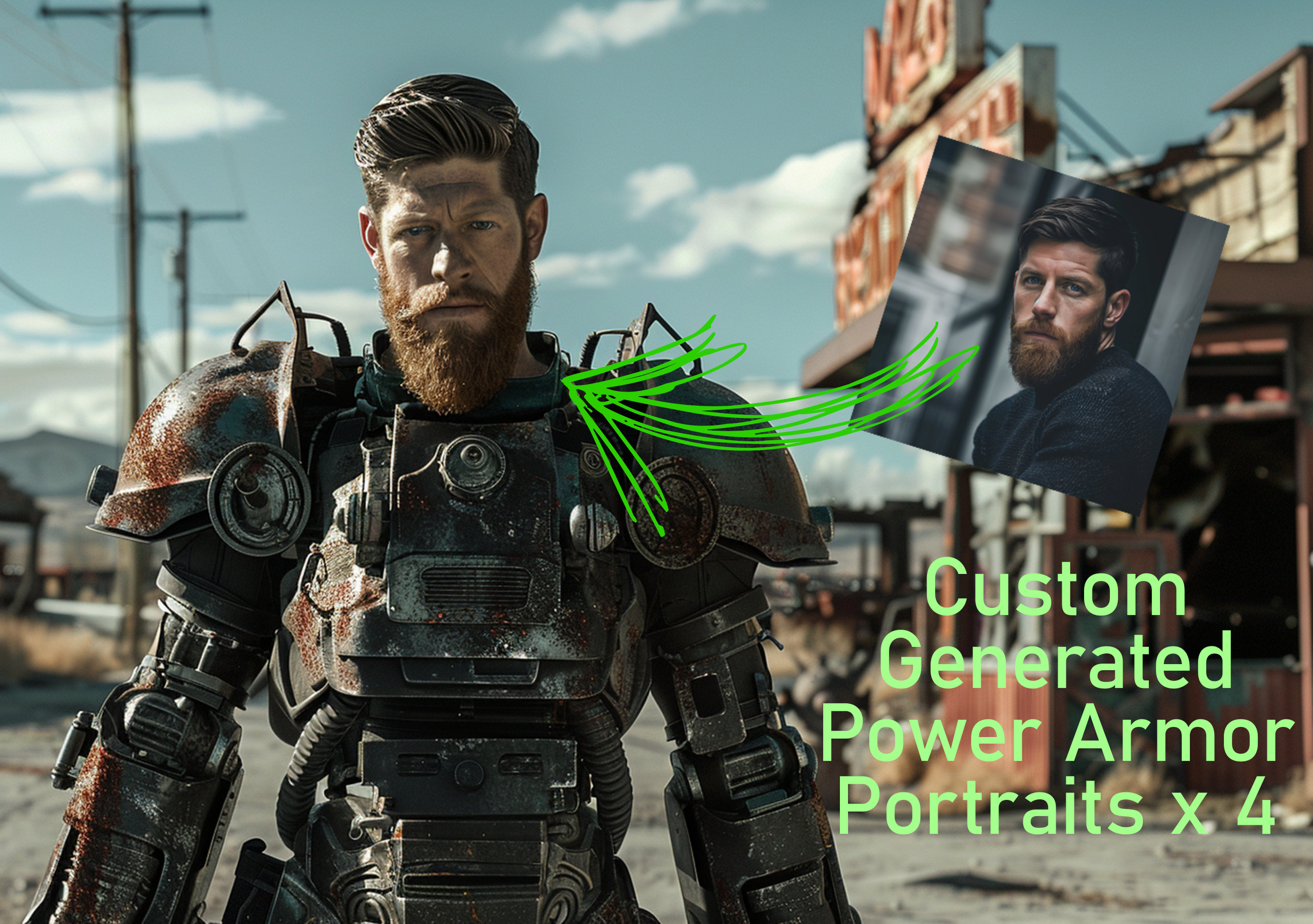 Apocalyptic Power Armor Portrait, Nuclear Fallout Wasteland, Virtual ...