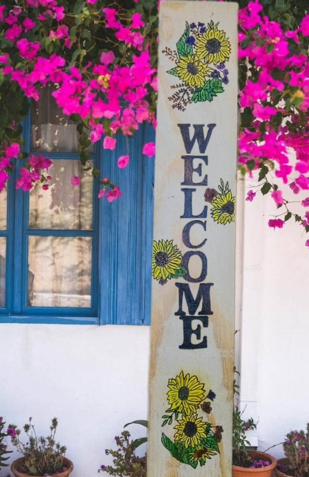 Wood Burned Sunflower Welcome Sign - Etsy