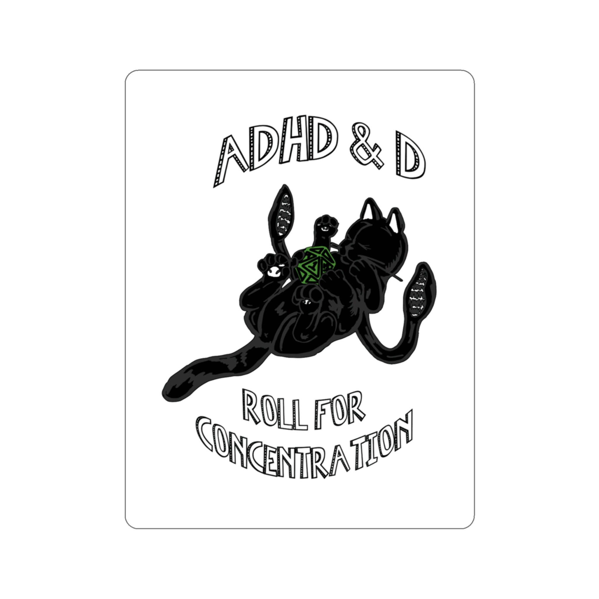 ADHD and D Roll for Concentration Fantasy Cats D20 Sticker for - Etsy