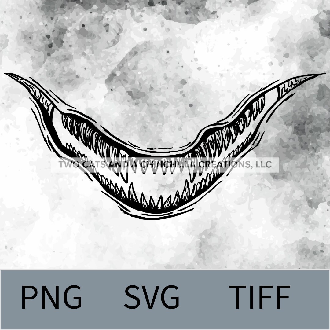 Monster Smile SVG, Horror Smile Clipart, Creepy Smile PNG, Evil Smile ...