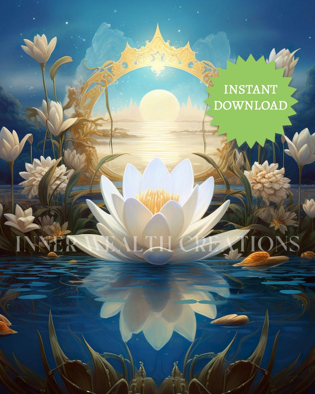 Lotus Crown Moon, Ai Generated Digital Art,bring A Crown Serenity to ...