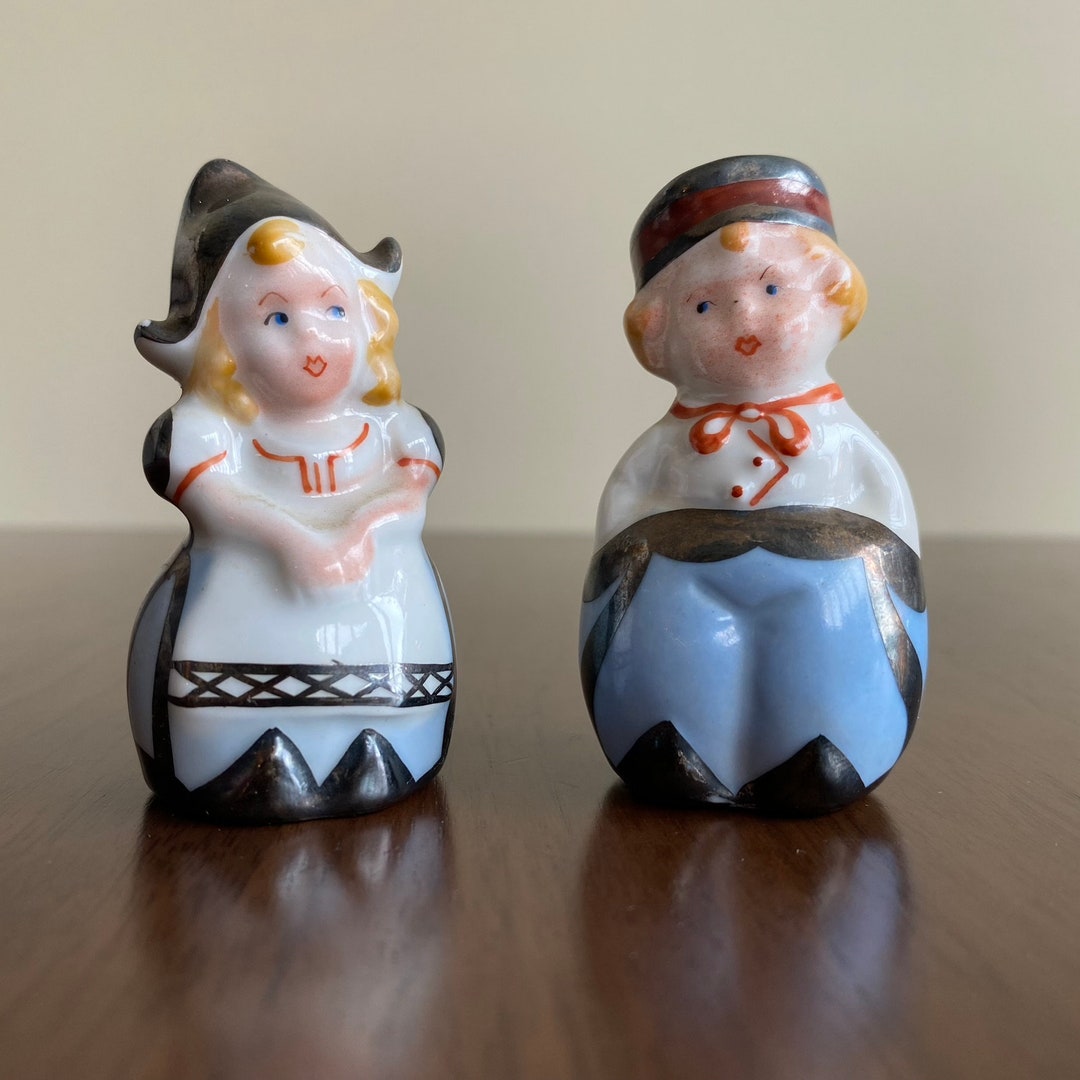 Vintage Dutch Boy and Girl Couple Salt & Pepper Shakers Silver - Etsy