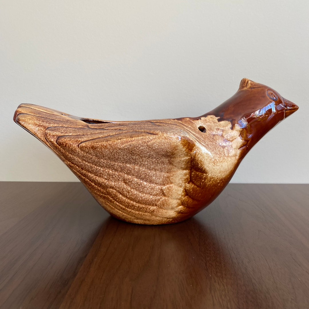 Vintage Large Royal Haeger Bird Hanging Planter Pot Brown Glaze - Etsy