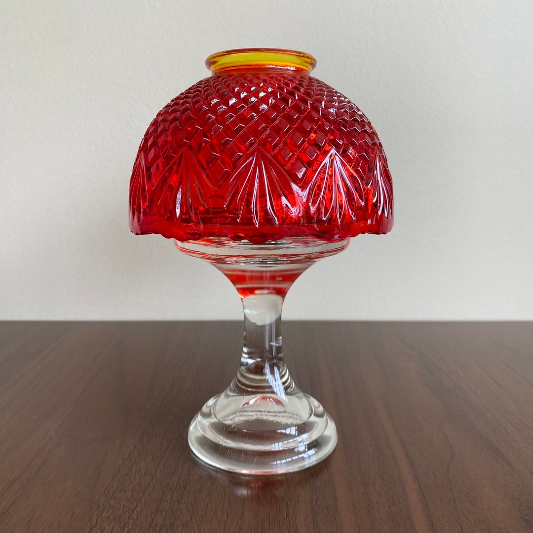 LE Smith Pineapple Amberina Red Glass Fairy Lamp GLOWS - Etsy