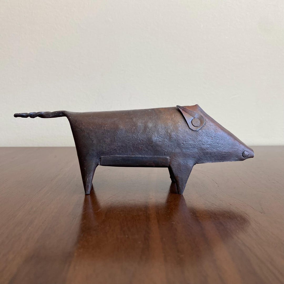 Rust Metal Boar Pig Sculpture Figurine Hand Forged Primitive Rustic ...