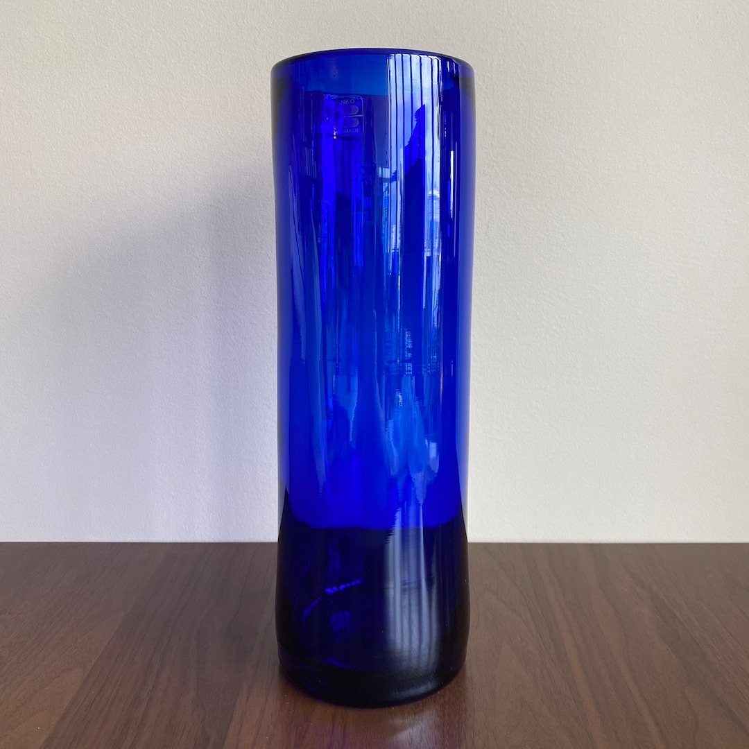 Blenko Glass Cobalt Blue Cylinder Vase 749M 14 Inches With Sticker - Etsy