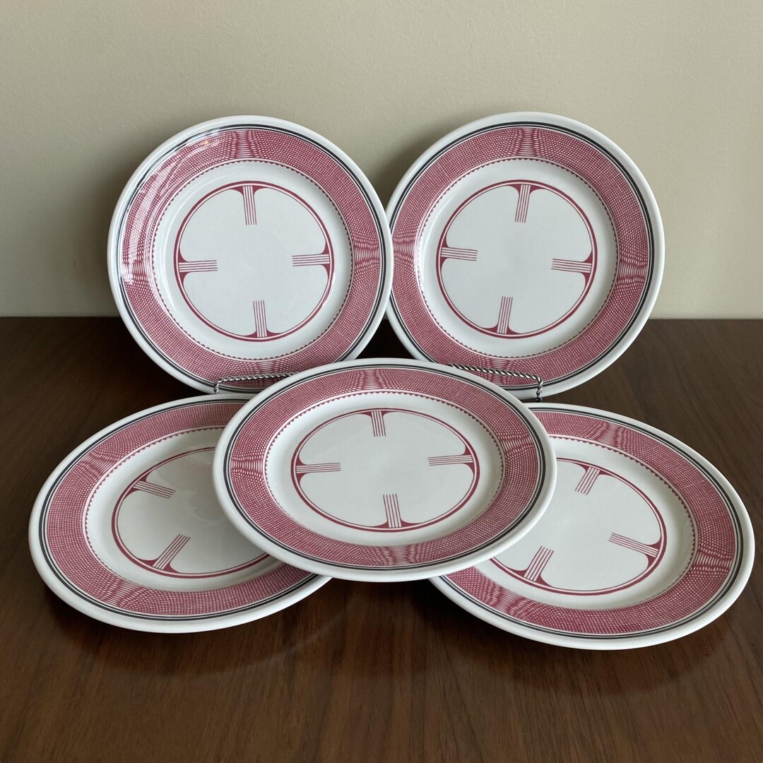 Set of 5 Red Ancient Mimbreno Indian Santa Fe Railroad Replica Dinner ...