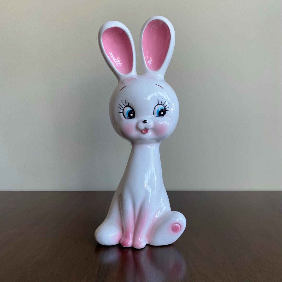 Big Eye Ceramic Bunny Rabbit Bank 12.25 Ins. Kawaii Lapin Ficelle ...