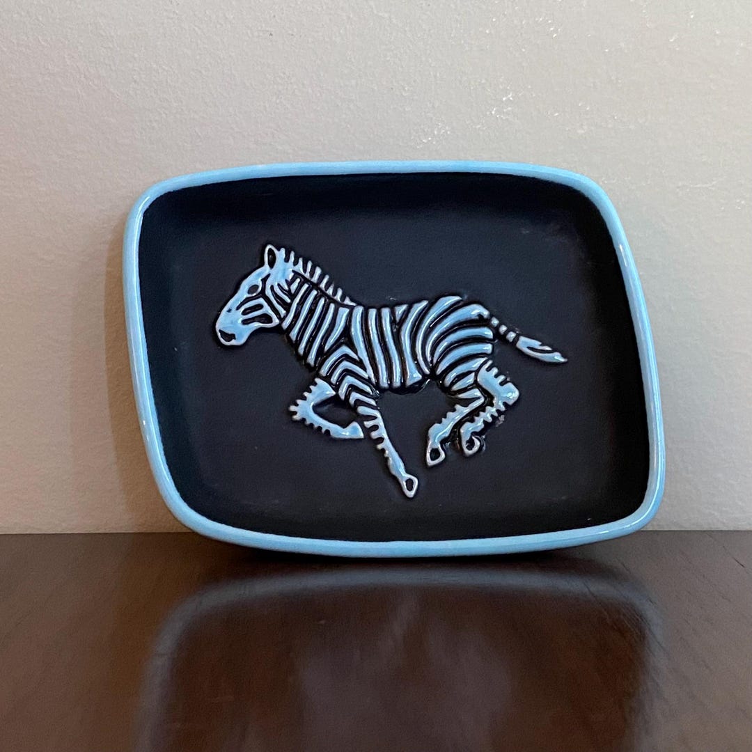 1950s Vintage Wade Porcelain England Silhouette Zebra Pottery Trinket ...