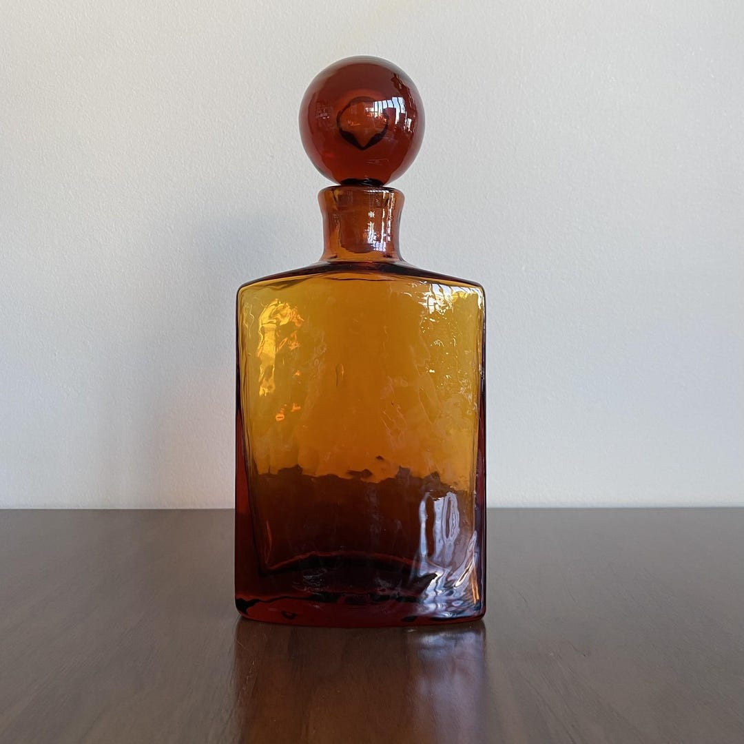 Blenko Glass 6523 Honey Round Ball Decanter Joel Myers - Etsy