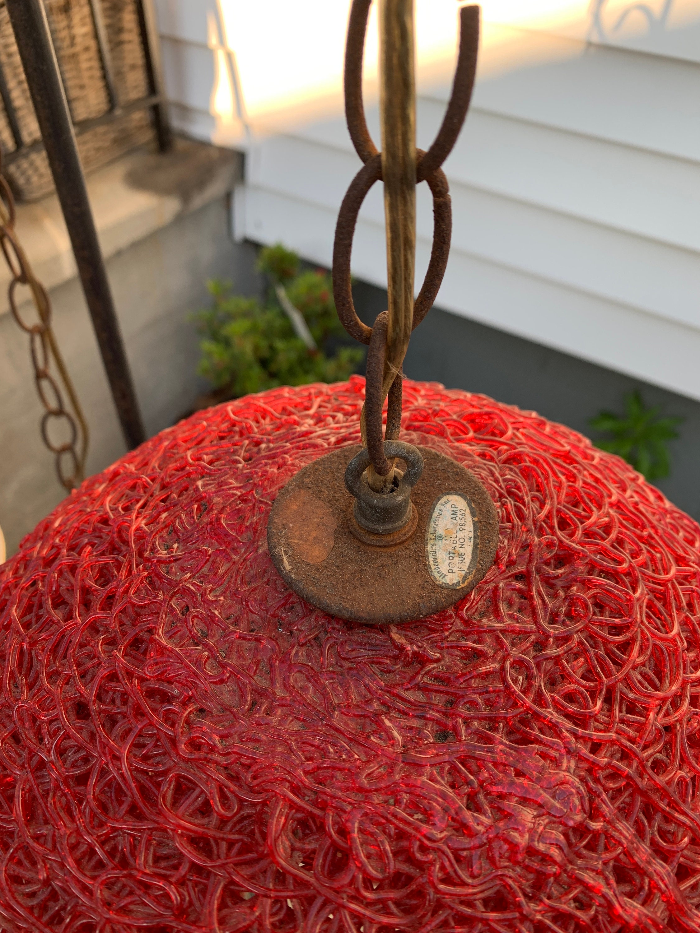 Retro Red Lucite Spaghetti Globe Swag Lamp Mid Century - Etsy