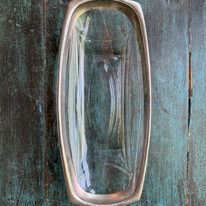 MCM Glass Dish With Silver Banded Rim Vintage Mid Century - Etsy