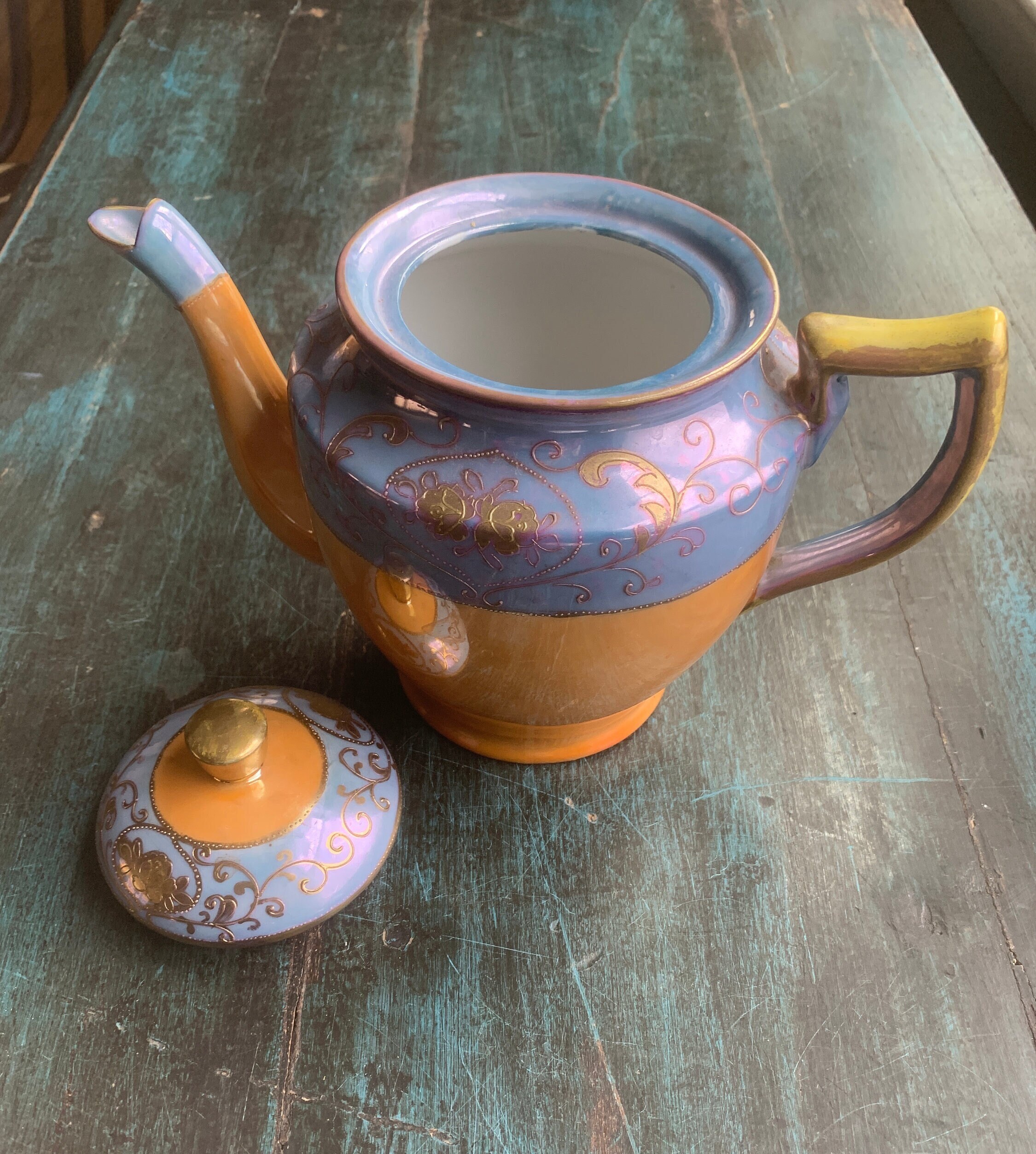 Vintage Japanese Lusterware Large Teapot With Teacups - Etsy