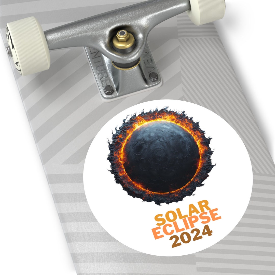 Solar Eclipse 2024 Round Laptop Sticker Label Rolls, Total Solar ...