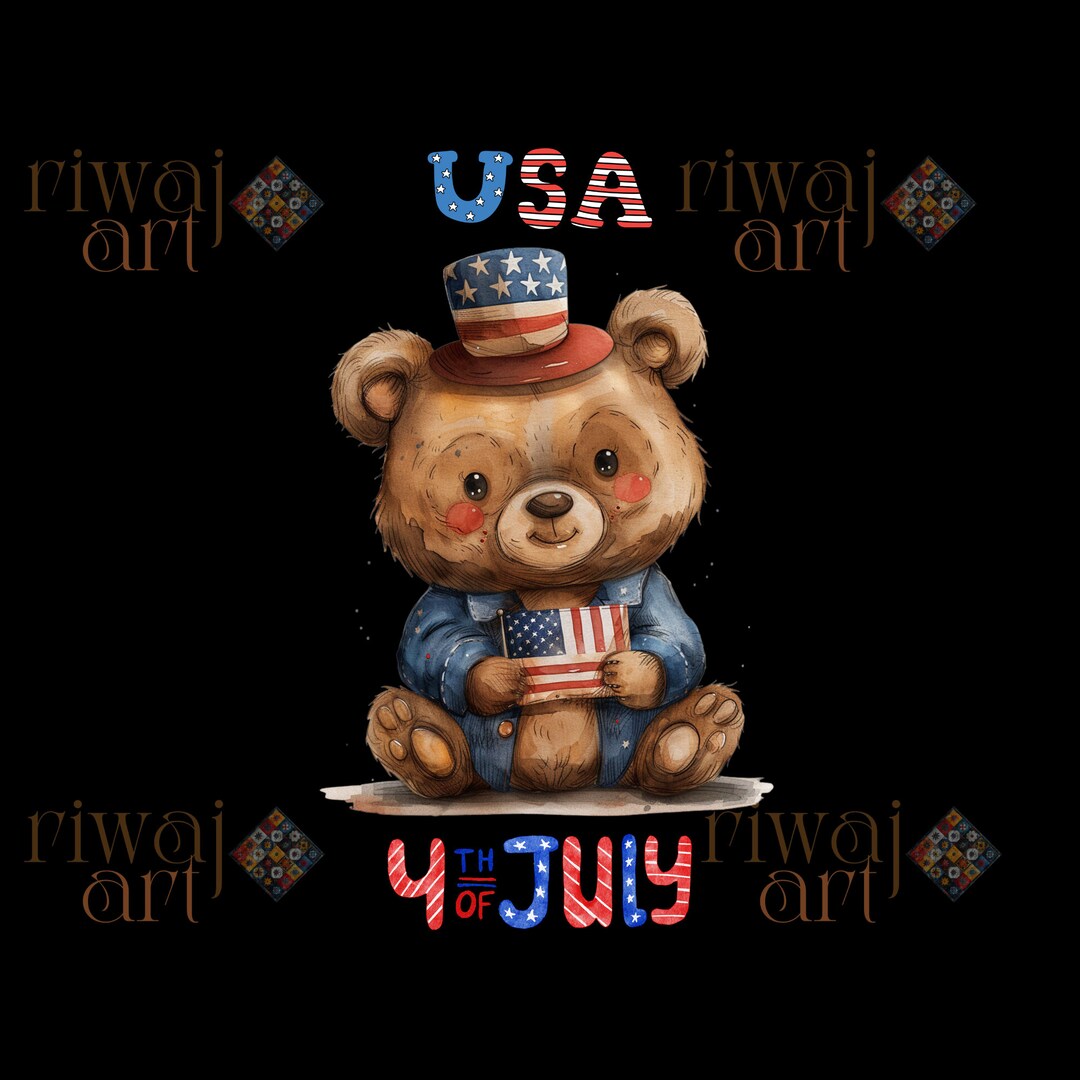 4th of July Teddy Bear PNG File, American Independence Day, USA Holiday ...