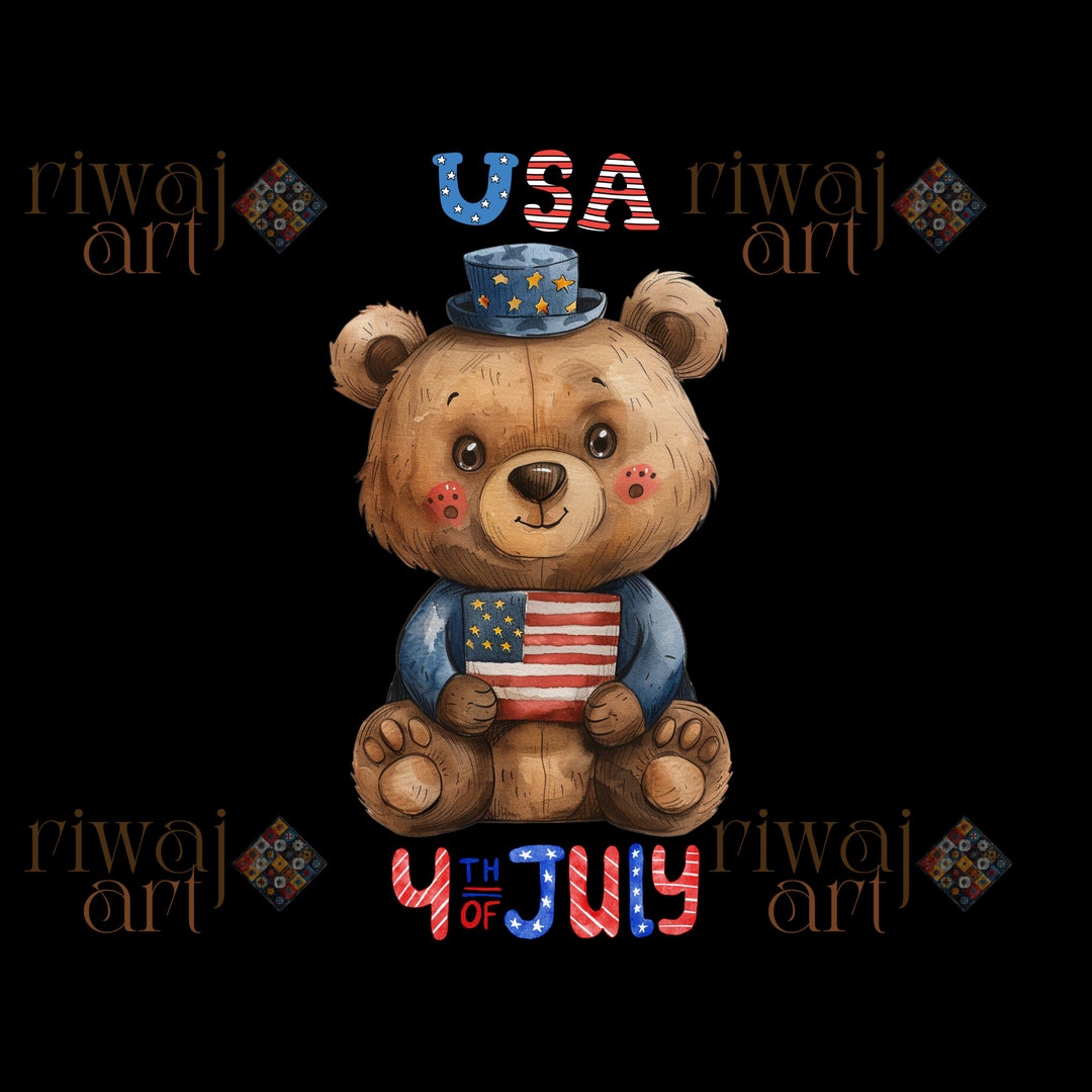 4th of July Teddy Bear PNG File, American Independence Day, USA Holiday ...