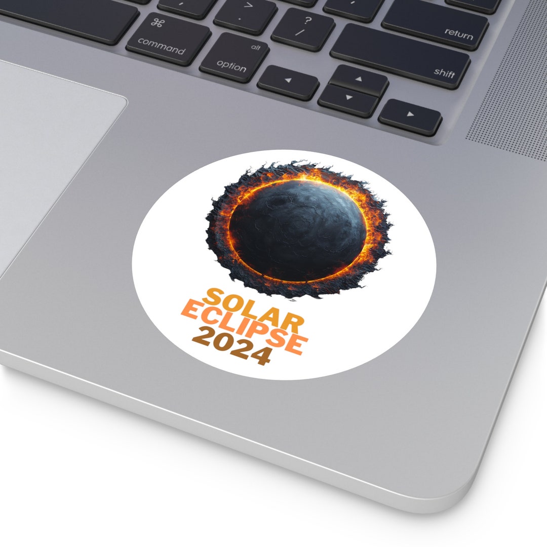 Solar Eclipse 2024 Round Vinyl Laptop Stickers, Total Solar Eclipse ...