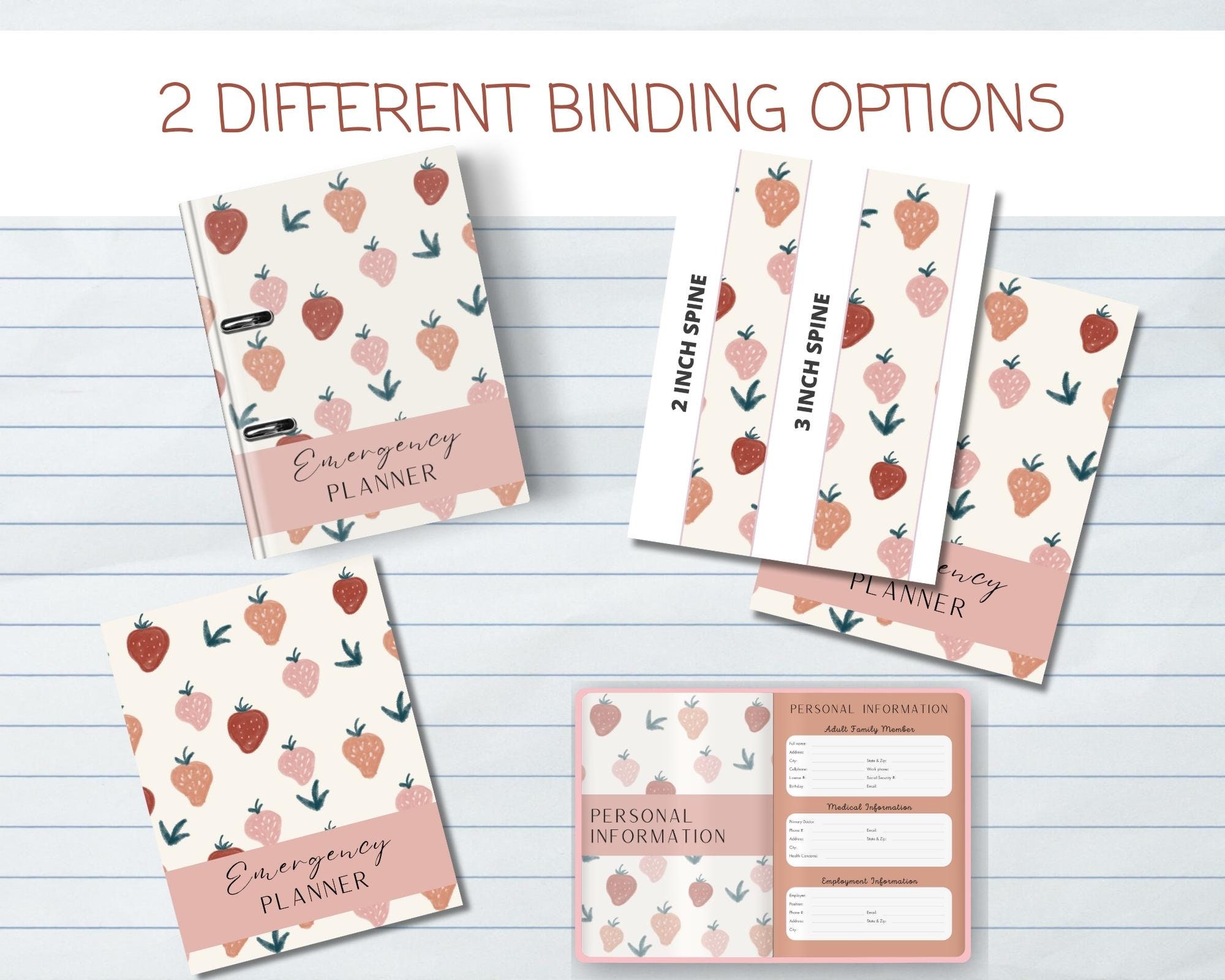 Kawaii Strawberry Emergency Binder Printable, End of Life Planner, Just ...