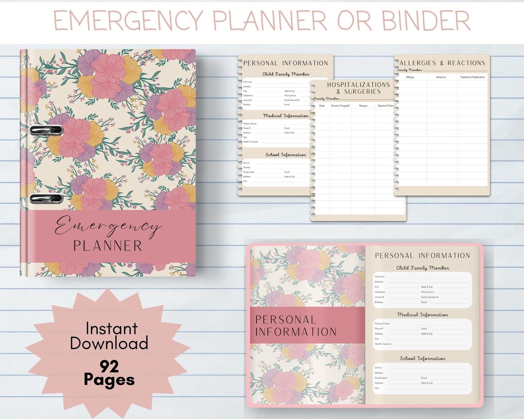 Vibrant Boho Floral Emergency Binder Printable, End of Life Planner ...