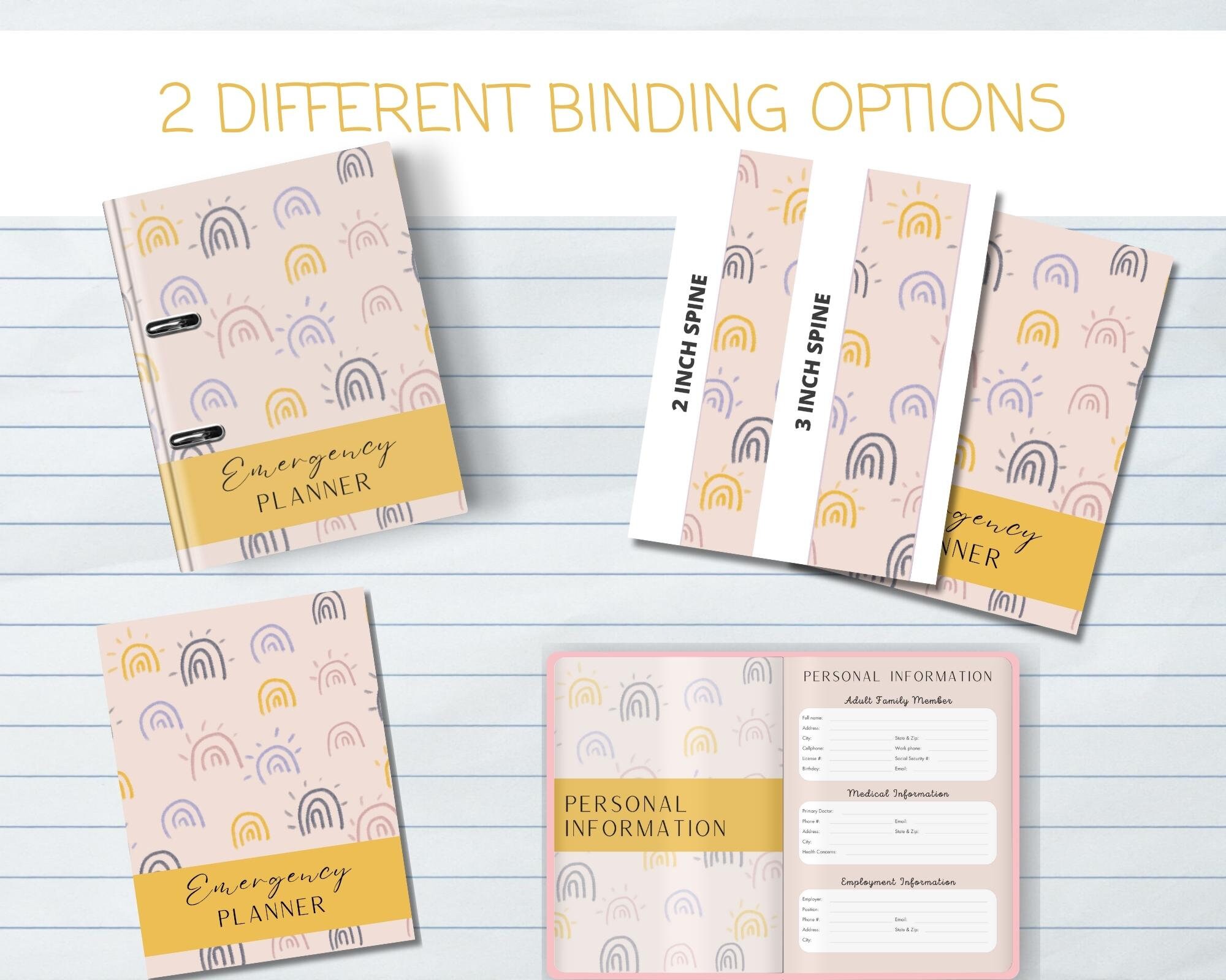 Boho Rainbow Emergency Binder Printable, End of Life Planner, Just in ...