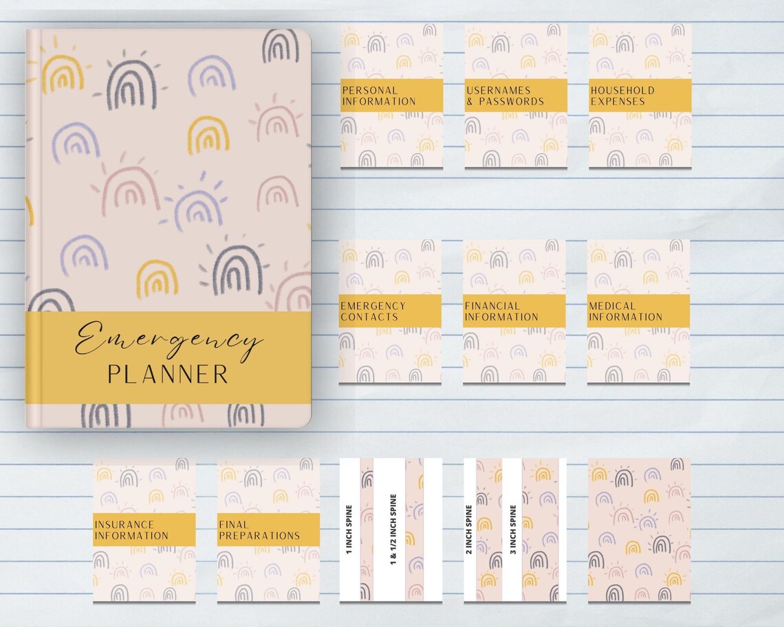 Boho Rainbow Emergency Binder Printable, End of Life Planner, Just in ...