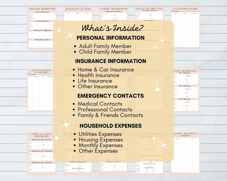 Boho Rainbow Emergency Binder Printable, End of Life Planner, Just in ...