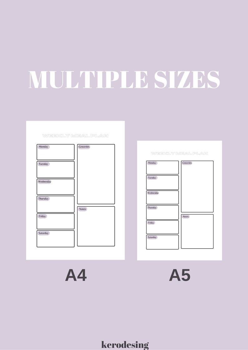 Meal Planner and Groceries Planner, Weekly Menu Planner, Meal Prep ...