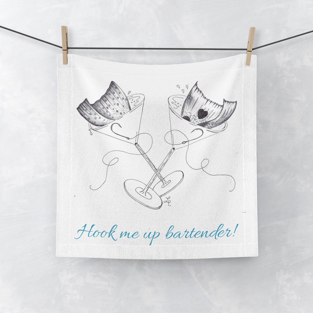 Martini Fish blk/wht Classic Bartender Towel Dew Rag for Fishing - Etsy