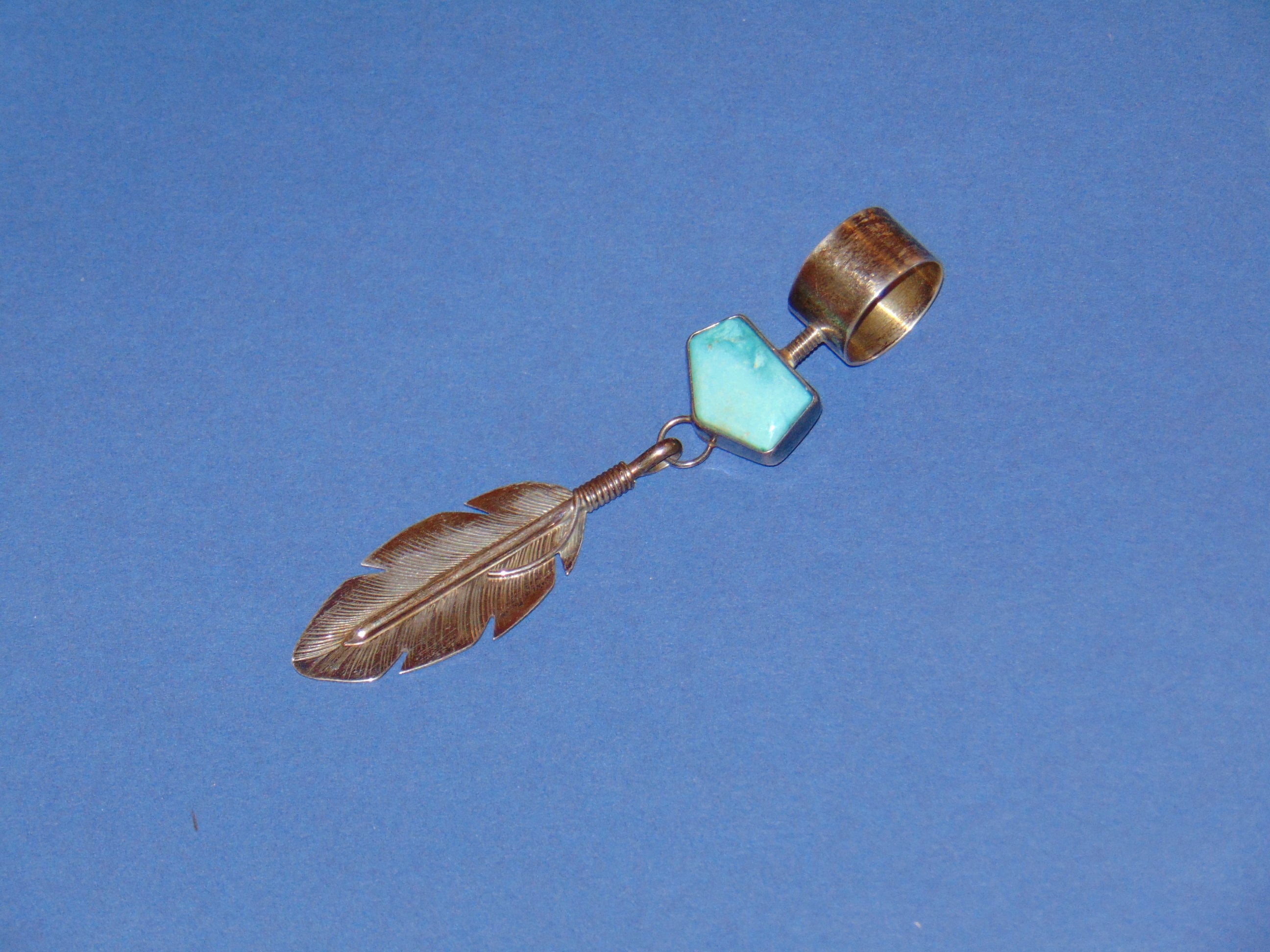 Vintage Native Navajo 925 Silver Prayer Feather & Turquoise - Etsy