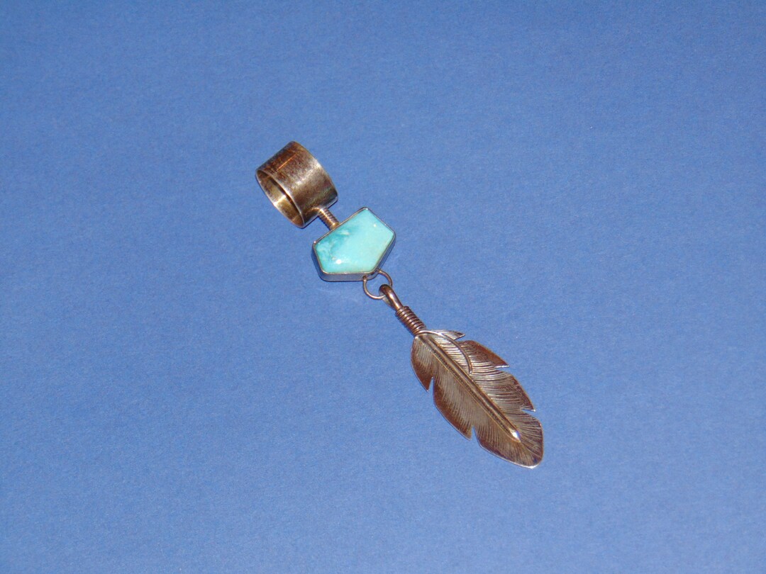 Vintage Native Navajo 925 Silver Prayer Feather & Turquoise - Etsy