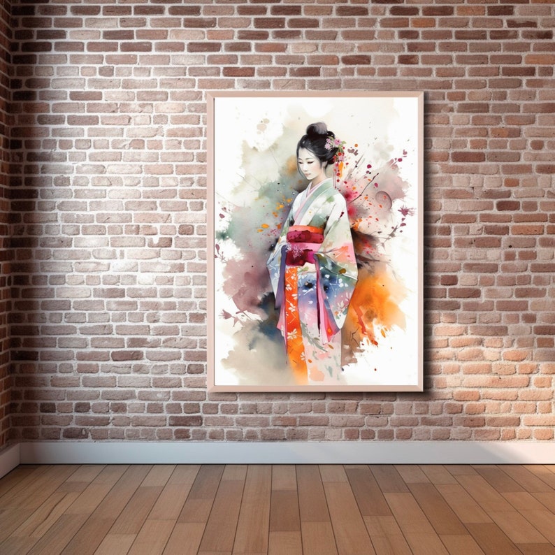 Geisha Watercolor Print, Beautiful Art Digital Download, Japanese Art ...