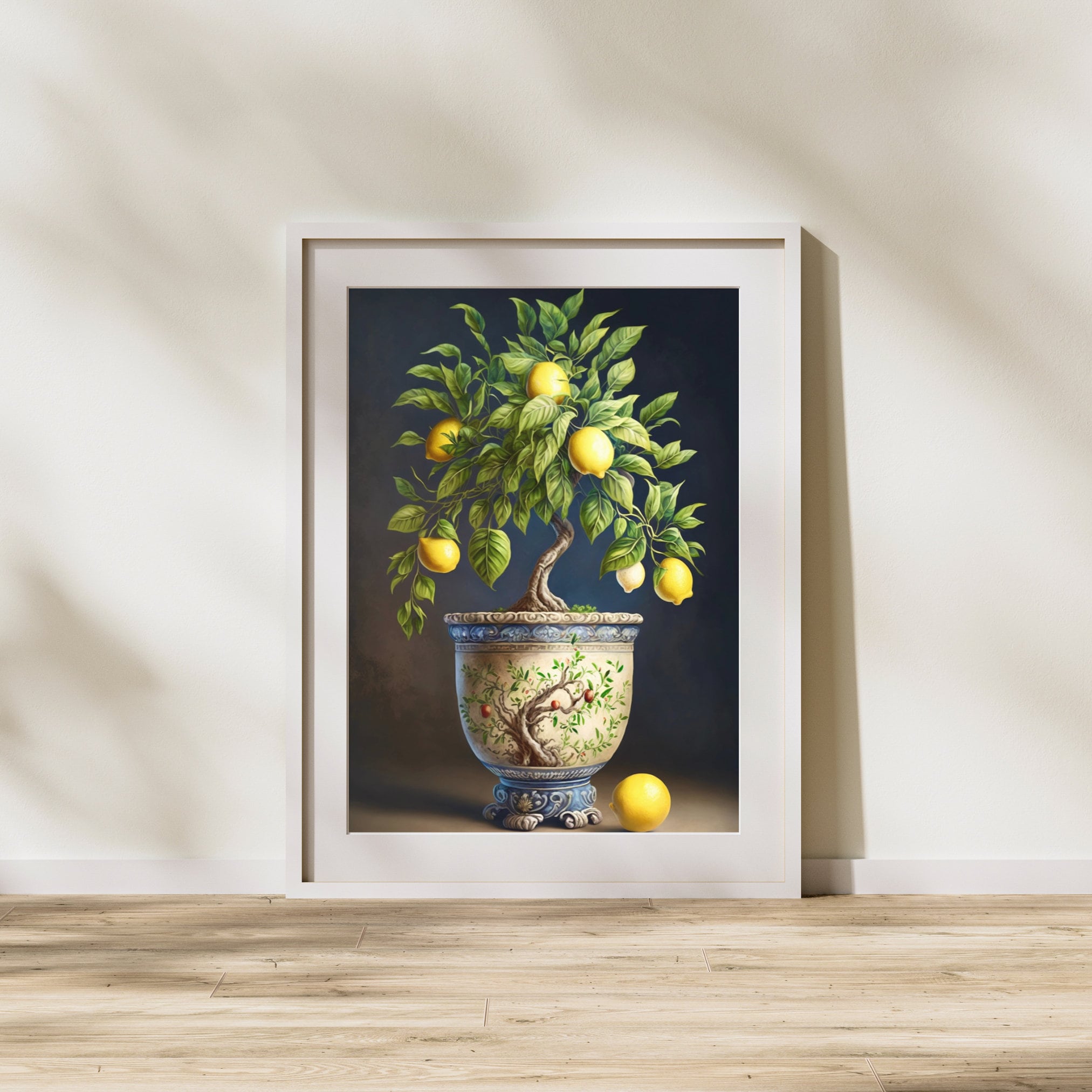 Vintage Lemon Tree Illustration Poster Printable AI Art Digital ...