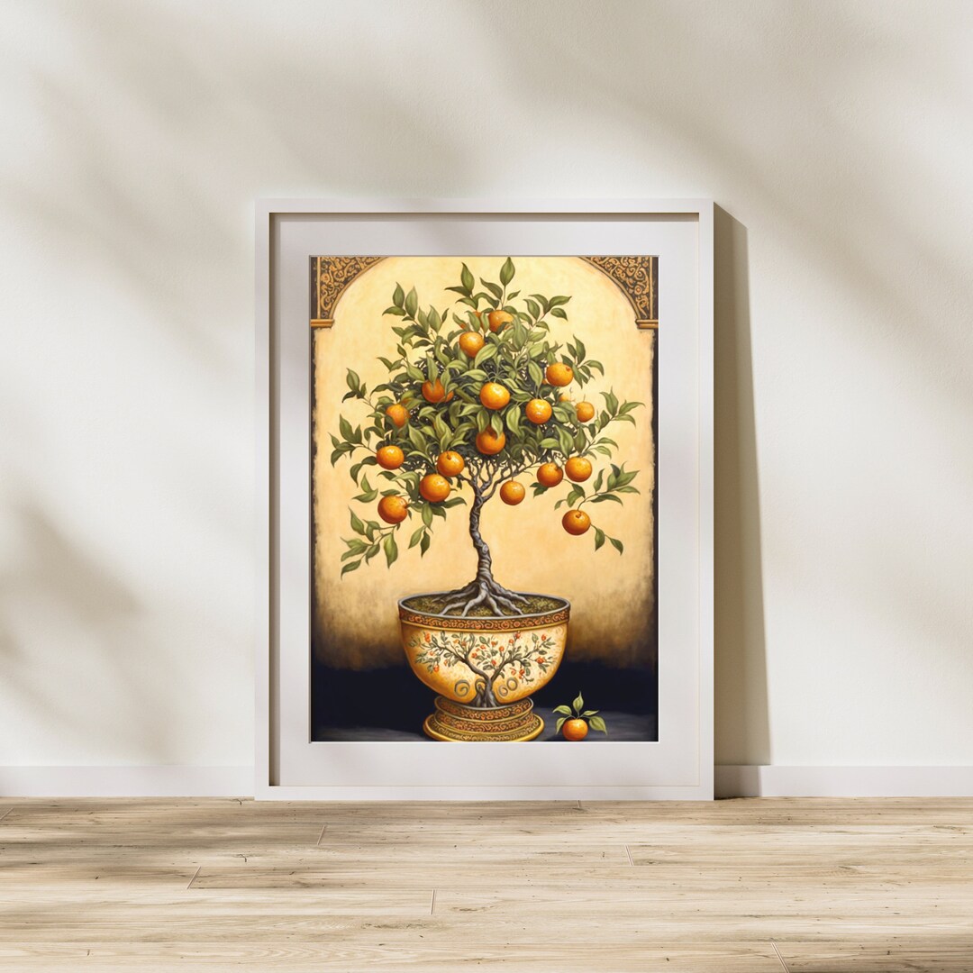 Orange Tree Digital Artwork Printable AI Art Digital Download Wall Art ...