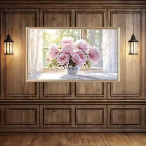 Frame TV Art Instant Download, Pink Peonies in a Vase Oil Painting ...