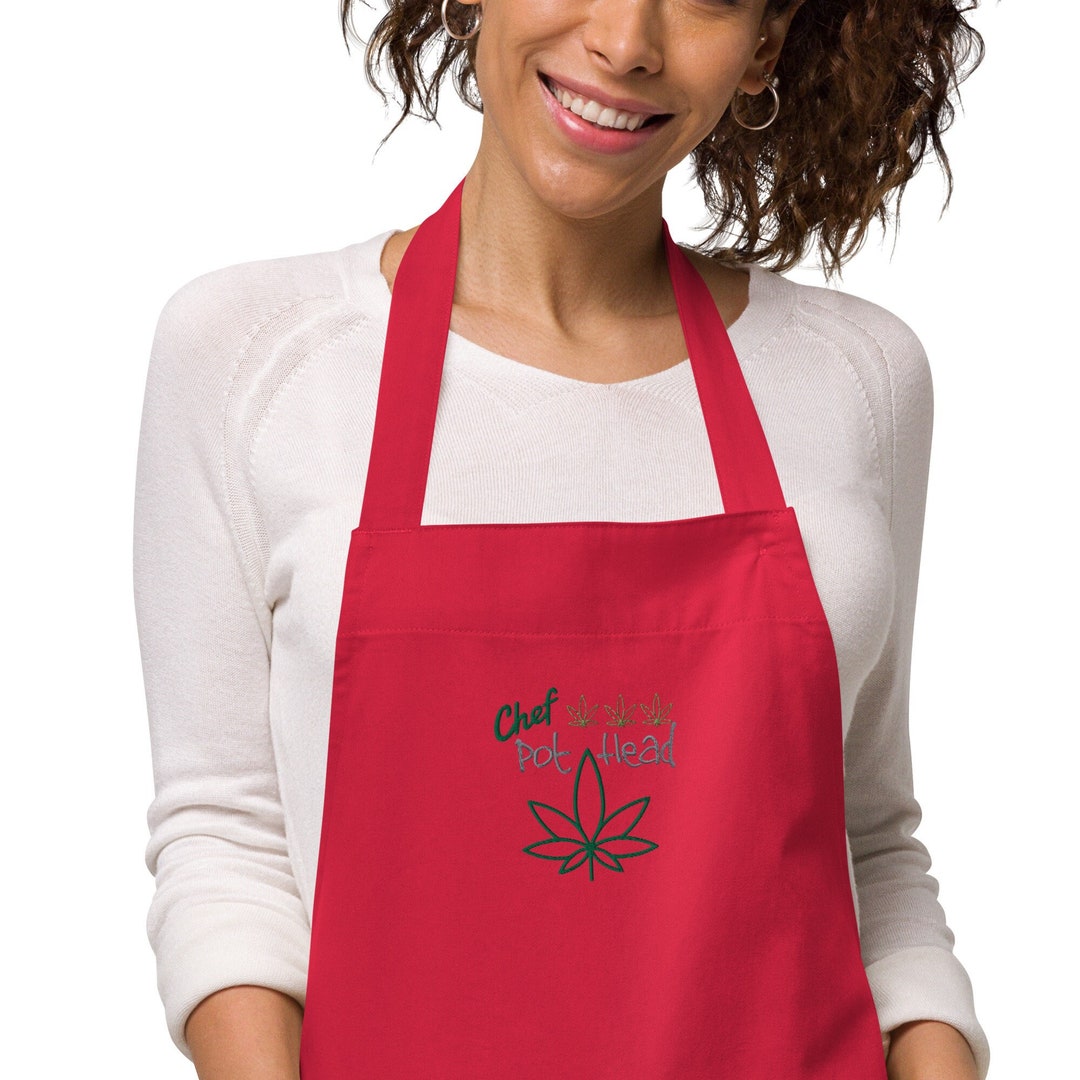 Pot Head Organic Cotton Apron, Chef Pot Head, Stoner Apron, 420, Weed ...